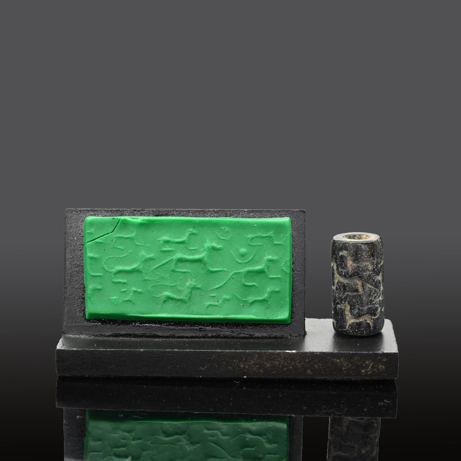 A rare Egyptian Steatite Cylinder Seal with Anubis, Early Dynastic Per
